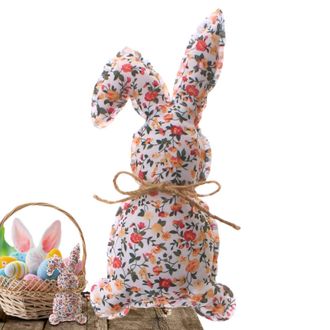 Generic Gef&uuml;ttert mit Stoff Osterhase, Pl&uuml;schhase - Hasenpuppen f&uuml;r mehrstufige Tablettdekoration | Gef&uuml;lltes Kaninchen Ornament vom Bauernhof f&uuml;r Fr&uuml;hling, K