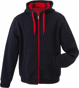 James & Nicholson Sportliche Kapuzenjacke mit Fleecefutter - f&uuml;r Herren Farbe navy/red Gr&ouml;&szlig;e 2XL