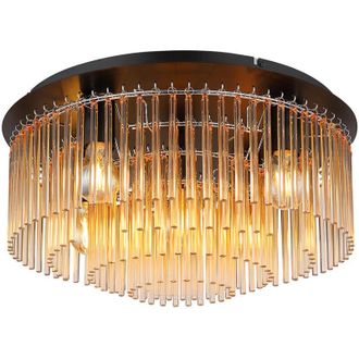 Globo Lighting Wohnzimmerlampe Deckenleuchte Glasst&auml;be Metall Chrom Amber 5-Flammig