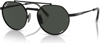 Ray-Ban Jack II Titanium Sonnenbrillen Schwarz Fassung Grau Glas Polarisiert 53-20