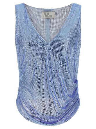 Giuseppe Di Morabito Mesh and Feather Tank Top - Blue