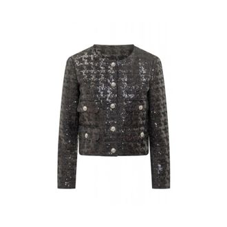 Michael Kors Pailletten-Tweed-Cropped-Jacke - - Jackets - Damen - Schwarzk - M