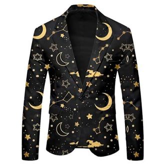 Generic Veste pour homme - Aspect &agrave; paillettes imprim&eacute; - Effet scintillant - Veste de costume pour carnaval, f&ecirc;te - Coupe ajust&eacute;e - Blazer pour spectacle - Co