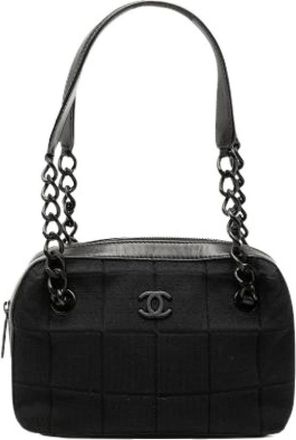 Chanel Sac bandouli&egrave;re matelass&eacute; en coton Pre-owned - Femme - Pre-owned - Noir - Taille: ONE Size