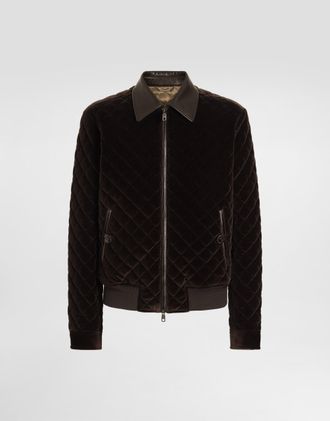 Dolce & Gabbana Quilted Velvet Bomber Jacket - Mann Collection Braun 54