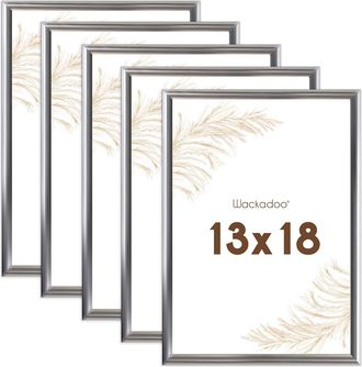Wackadoo Bilderrahmen 13x18 Silber 5er Set Fotowand Fotorahmen mit Glasscheibe Kunststoff Picture frame