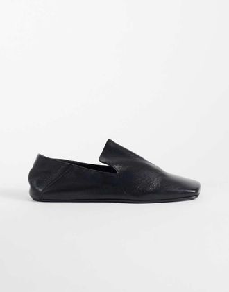 Asos Malachi chaussures style slippers en cuir noir