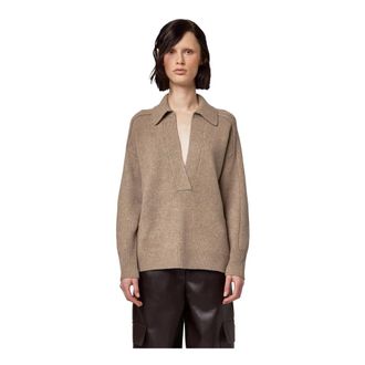 Alpha Studio Femme, Pulls, Beige, Taille: 42 FR Wool and Cashmere Polo