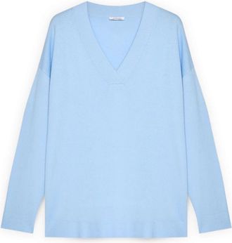 Fiorella Rubino Femme, Pulls, Bleu, Taille: 36/38 FR Pull en V