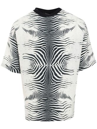 Roberto Cavalli t-shirt à imprimé zébré - Blanc