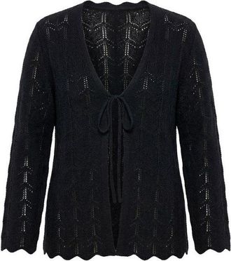 Miamoda Strickjacke Strickjacke gerade Passform Ajourstrick Langarm