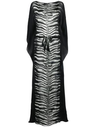 Roberto Cavalli robe ceinturée à imprimé zèbre - Noir