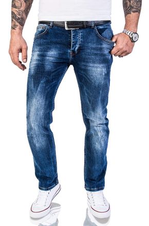 Rock Creek Herren Jeans Hose Regular Slim Stretch Jeans Herrenjeans Herrenhose Denim Stonewashed Basic Stretchhose Raw RC-2110A Dunkelblau W33 L30