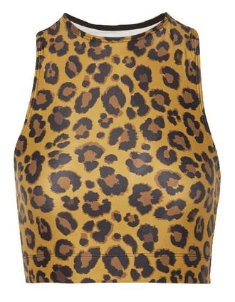 Adam Selman Sport Racer cropped leopard-print stretch top Size M