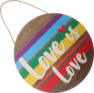 DOITOOL LGBT Pride Month Türschild aus Holz Love is Love Regenbogenfarben Hängende Dekoration für Haustür Wand Fenster Party Draußen Geeignet
