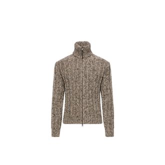 Moncler Moncler Cardigan Zipp&eacute; En Laine M&eacute;lang&eacute;e Boucl&eacute;e, Homme, Gris, Taille: Xxl