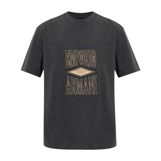 Emporio Armani Homme, Tops, Gris, Taille: 2XL T-shirt avec logo brod&eacute;