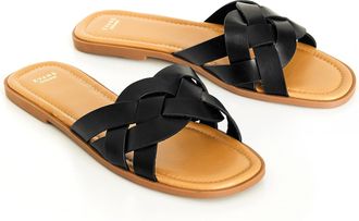EVANS Damen Plus Size Slide Cross Avril Hausschuh, Schwarz, 39 EU