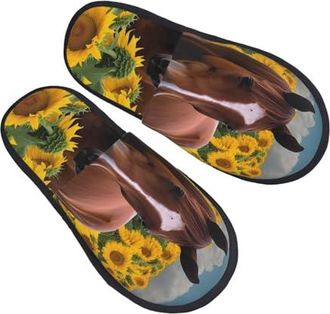Generic Slippers Cheval Et Tournesol Légers Pantoufles Portative Pantoufles En Coton Pour DIntérieur Outdoor La Maison M
