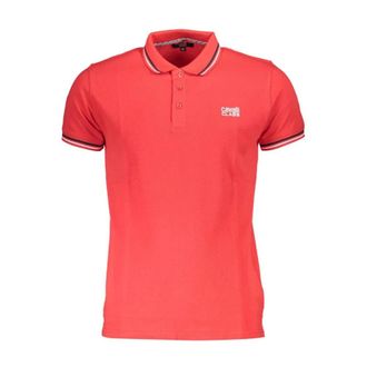 Cavalli Homme, Tops, Rouge, Taille: M Polo en coton rouge avec impression unique