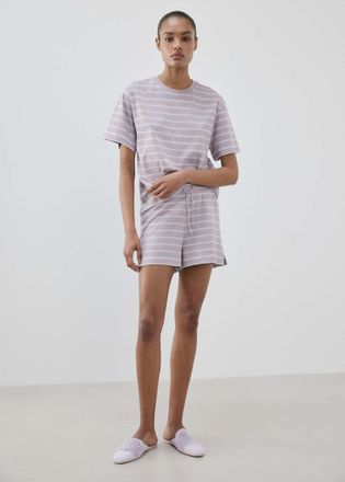 Mango T-shirt de pyjama coton rayures violet - Femme - S - MANGO