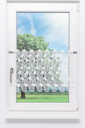 Plauener Spitze Scheibengardine Kieselsteine (Bx H) 104cm * 45cm weiß