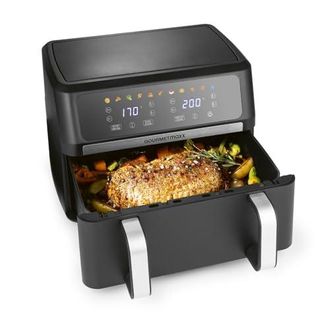 Gourmetmaxx Friteuse &agrave; air chaud AirGenius, 10 L - 2 x 5 L Airfryer chambre variable | Friteuse avec 10 programmes et &eacute;cran tactile | Avec 2 chambres - 2 plats si