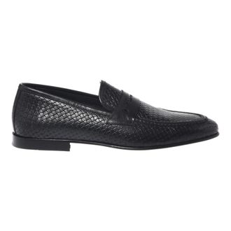 Baldinini Homme, Chaussures, Noir, Taille: 42 1/2 EU Mocassin en cuir &agrave; imprim&eacute; tiss&eacute;