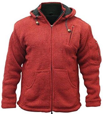 Shopoholic Fashion hommes d&eacute;tachable capuche HIPPIE veste - Bordeaux, X-Large