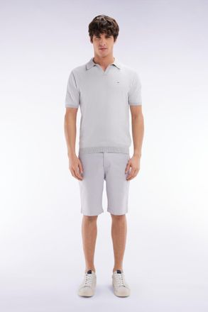 Eden Park Bermuda En Lyocell Et Coton Stretch Gris Moyen Coupe Droite