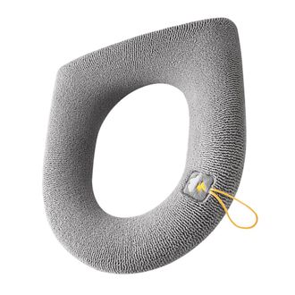 Cabilock Cabilock Weicher Dicker Toilettensitzbezug Gestrickt Waschbar Passend W&auml;rmeisolierend rutschfest Komfortable Polsterung Ganzjahrestauglich Dunkelgrau 