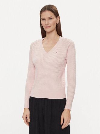 Tommy Hilfiger Pullover Co Cable V-Nk Sweater WW0WW40674 Rosa Regular Fit