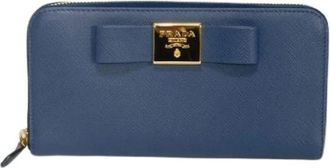 Prada Pre-owned Saffiano Ribbon Long Ziparound Wallet - Femme - Pre-owned - Bleu - Taille: ONE Size