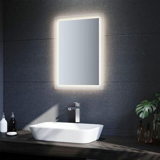 Sonni LED Badspiegel Badezimmer Lichtspiegel Badezimmerspiegel Wandspiegel Wandschalter Neutralwei&szlig; energiesparender 50x70cm IP44
