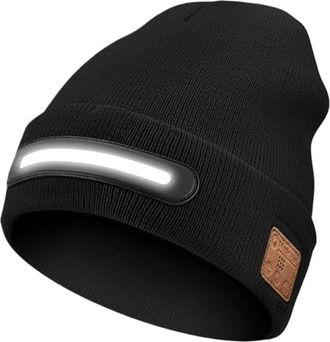 Generico Bonnet sans fil - Bonnet chaud en acrylique Gor Ro LED rechargeable avec 3 r&eacute;glages de lumi&egrave;re, avec haut-parleur pour musique, Go Rro doux dhiver | C