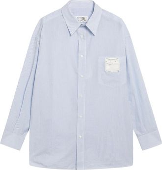 Maison Margiela Homme, Chemises, Bleu, Taille: L Chemise Popeline Ray&eacute;e