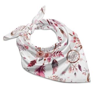 Generic Écharpe carrée en soie légère avec attrape-rêves et plumes bohèmes pour cheveux respirant Cadeau pour homme et femme, multicolore, 46x46cm