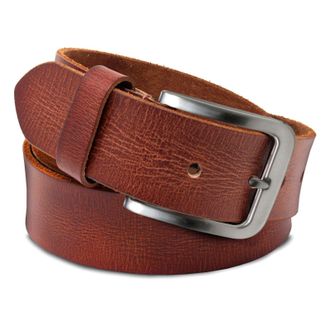 Royalz Vintage Damen Lederg&uuml;rtel cognac braun 125 cm Lang 38 mm Breit B&uuml;ffel-Leder Frauen G&uuml;rtel f&uuml;r Jeans Anzug