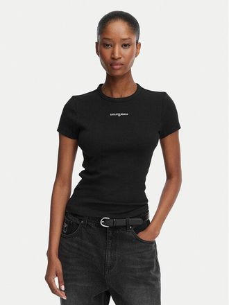 Tommy Jeans T-Shirt Script Rib DW0DW22809 Schwarz Slim Fit