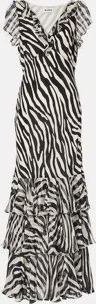 Rixo Bedrucktes Maxikleid Amelle aus Seide