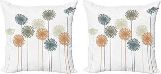 Abakuhaus L&ouml;wenzahn Kissenbezug Set (2St&uuml;ck), Wiese in Sommersaison, doppelseitiges Digitaldruckdekor mit Rei&szlig;verschluss, 45 cm, Mehrfarbig