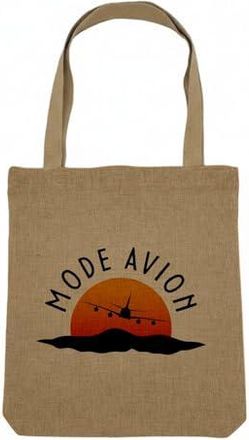 Fabulous Sac Shopping Tote Bag Aspect Lin - Mode Avion Voyage Backpacker - Sac de Courses Toile Epaisse 360g Beige Naturel Cabas Port&eacute; Epaule Solide Imprim&eacute; en