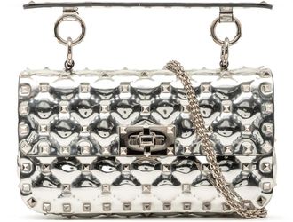 Valentino Garavani Hobo Bags - Small Patent Rockstud Spike Satchel - Gr. unisize - in Silber - für Damen