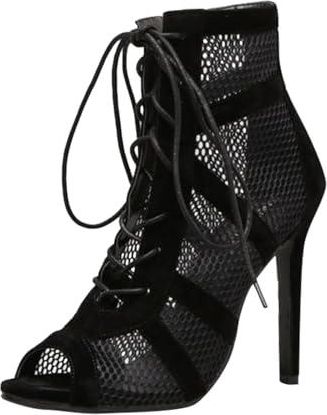 Generic Chaussure De Dance Heels Respirant Danse Heels Strappy Sexy Escarpins Noir Mesh Stiletto Talons Hauts Sandales Couleur Unie, Mode, Respirant Femme San