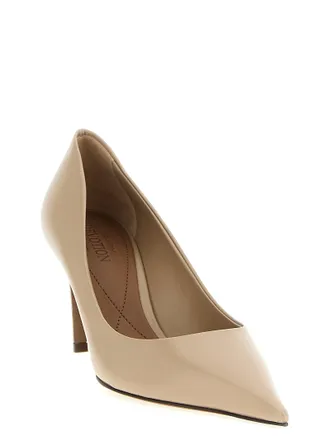 Dolce & Gabbana Womens Calfskin Pointed Pump Beige Leather