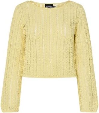 Pieces Boatneck Knit Pcsiri Ls Short à col Bateau en Tricot BC, Jaune pâle, M Femme