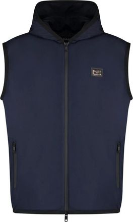 Dolce & Gabbana Homme, Vestes, Bleu, Taille: XL Hooded Sleeveless Zip-Up Vest
