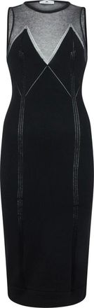 Elisabetta Franchi Femme, Robes, Noir, Taille: 40 FR Robe Tricot avec D&eacute;tails Transparents