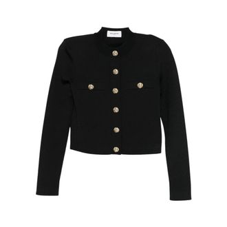 Balmain Strickjacke mit gepr&auml;gten Kn&ouml;pfen - - Knitwear - Damen - Schwarzk - 2XS