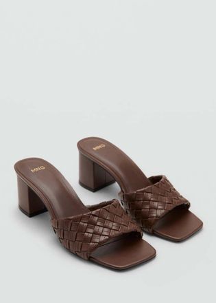 Mango Sandale &agrave; bride tress&eacute;e chocolat - Femme - 35 - MANGO